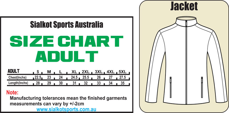 Size chart – Sialkot Sports Australia